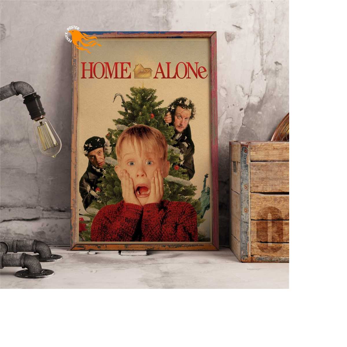 Home Alone Retro Poster, Kraft Paper Print, Movie Wall Art G | Inspire ...