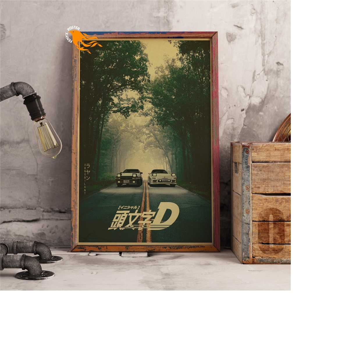Initial D Retro Poster, Kraft Paper Print, Anime Wall Art Gi | Inspire ...