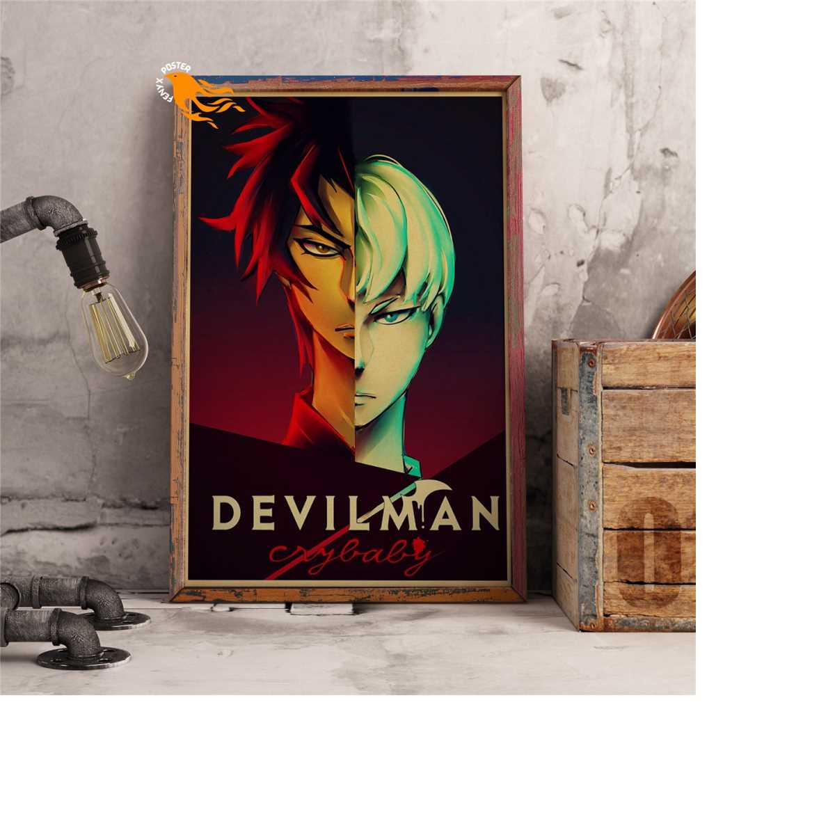 Devilman Crybaby Retro Poster, Kraft Paper Print, Anime Wall | Inspire ...