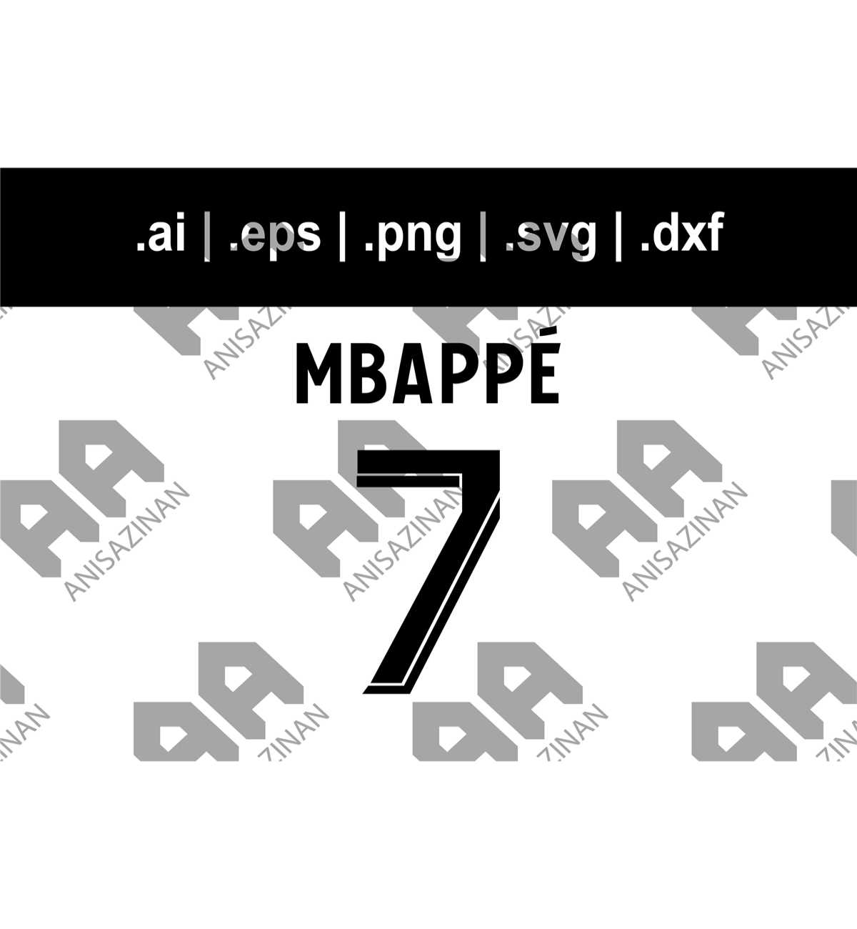 Mbappe 7 PSG 2023/2024 svg png dxf eps - Inspire Uplift