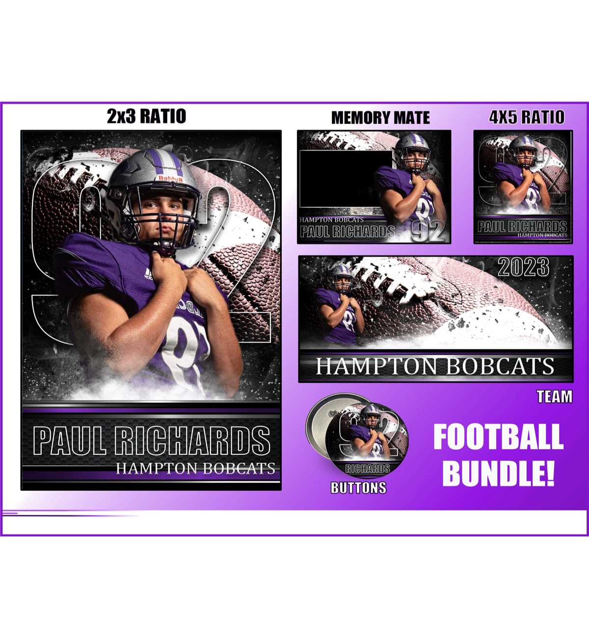 Football Banner Template bundle, 2x3 ratio, 4x5 ratio, - Inspire Uplift