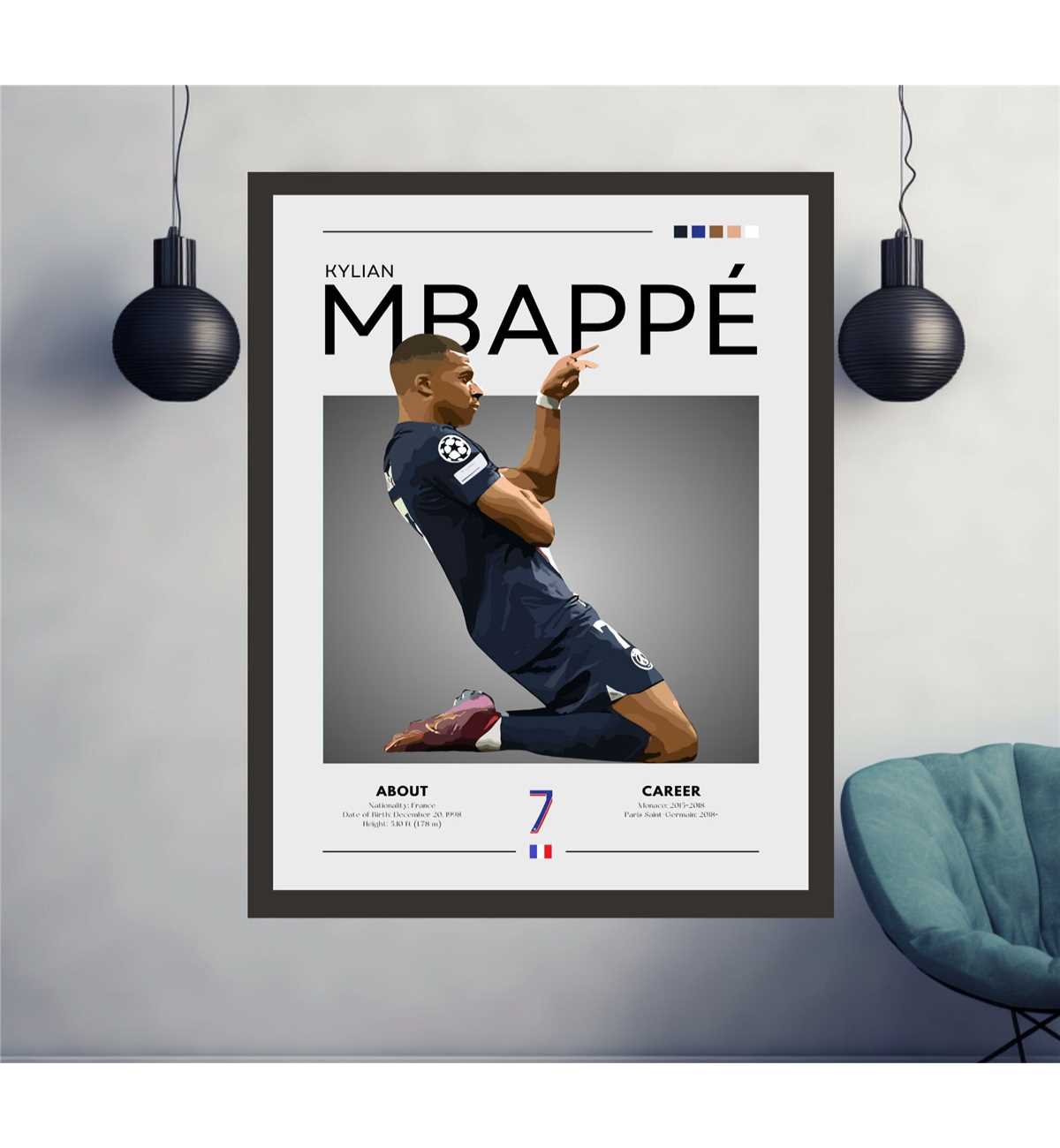 Kylian Mbappe Print, Kylian Mbappe Poster, PSG print, - Inspire Uplift