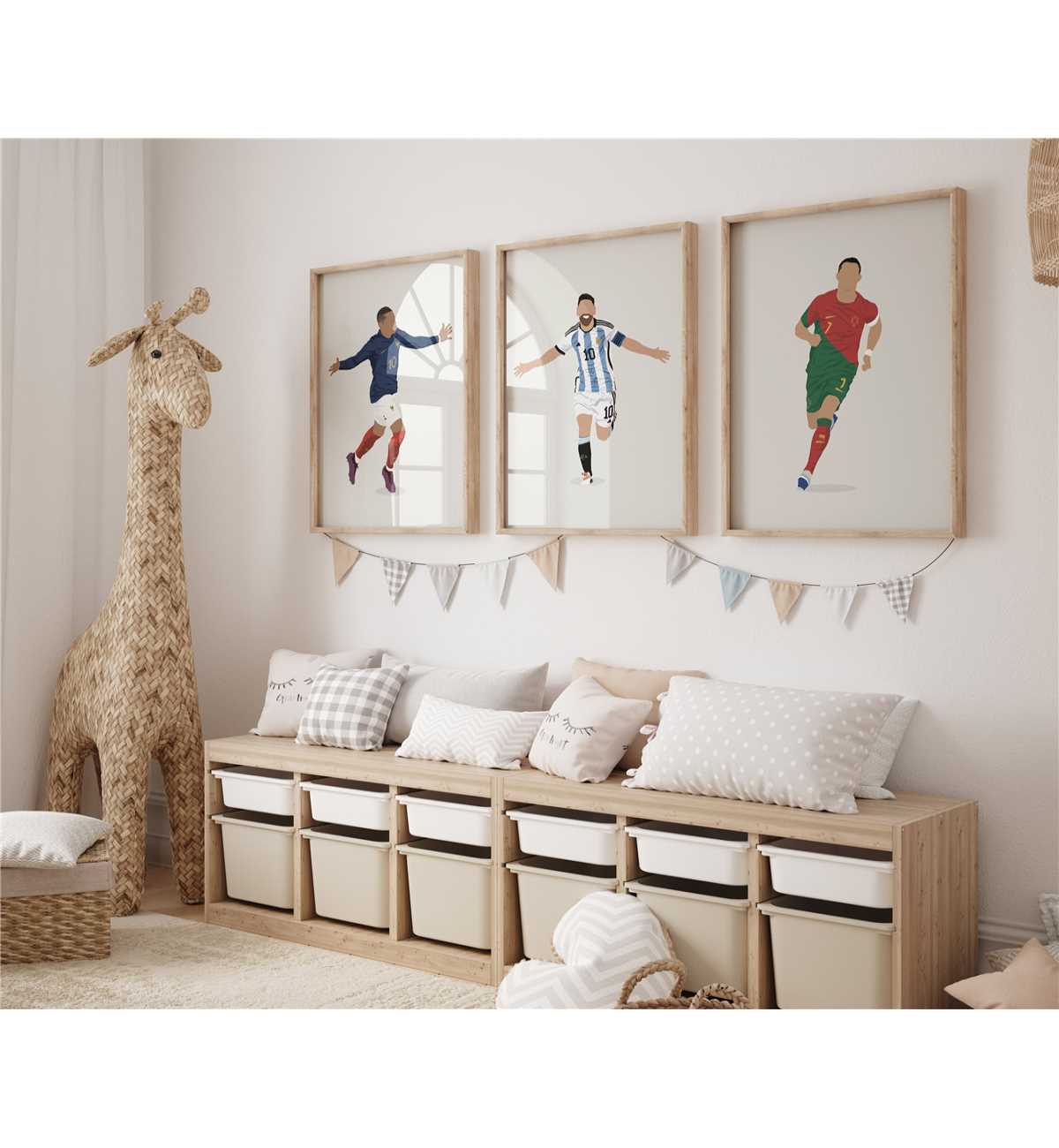 Set of 3 Football Posters, Lionel Messi, Kylian | Inspire Uplift