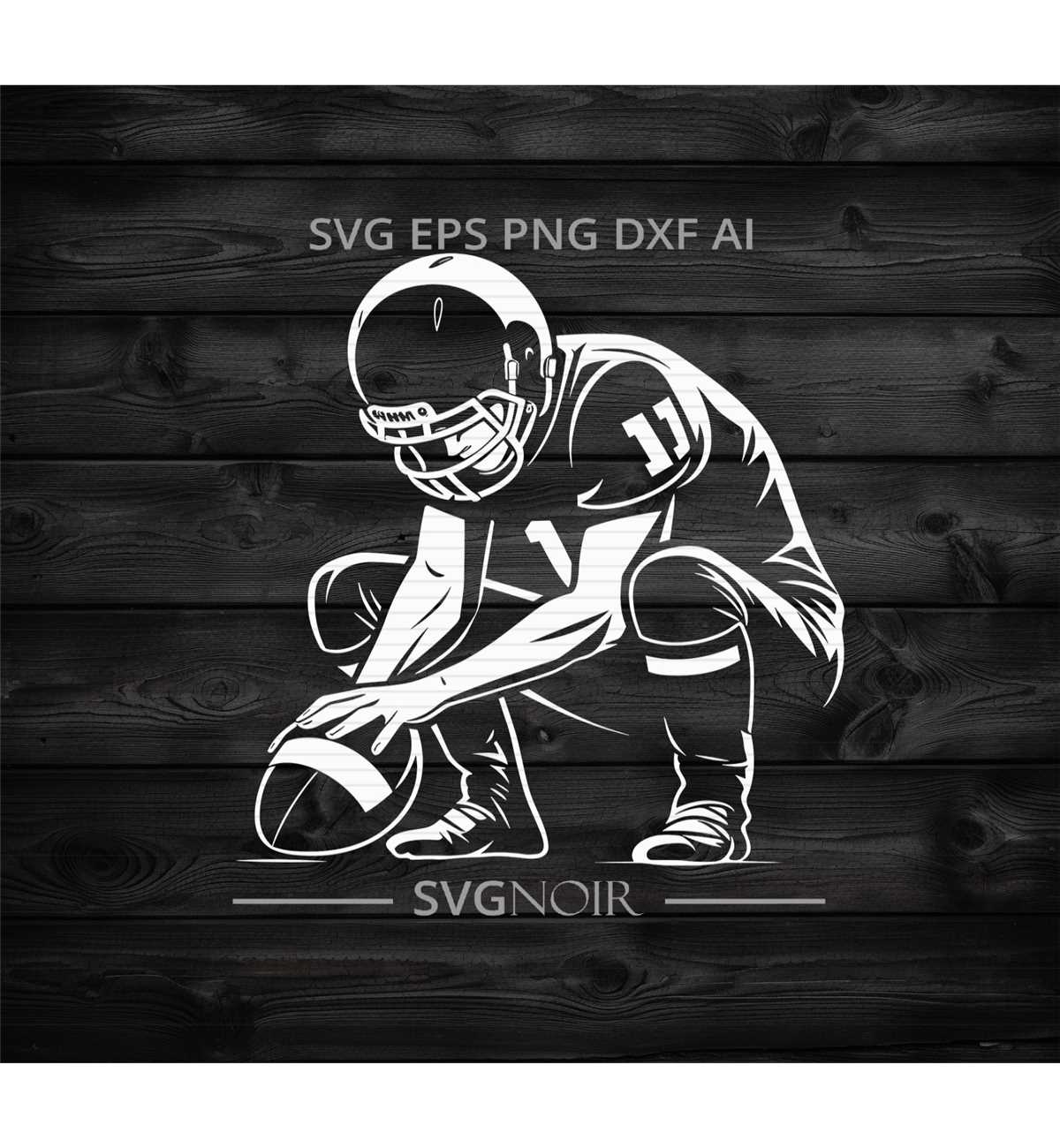 Football Player Crouching vector svg PNG EPS dxf | Inspire Uplift