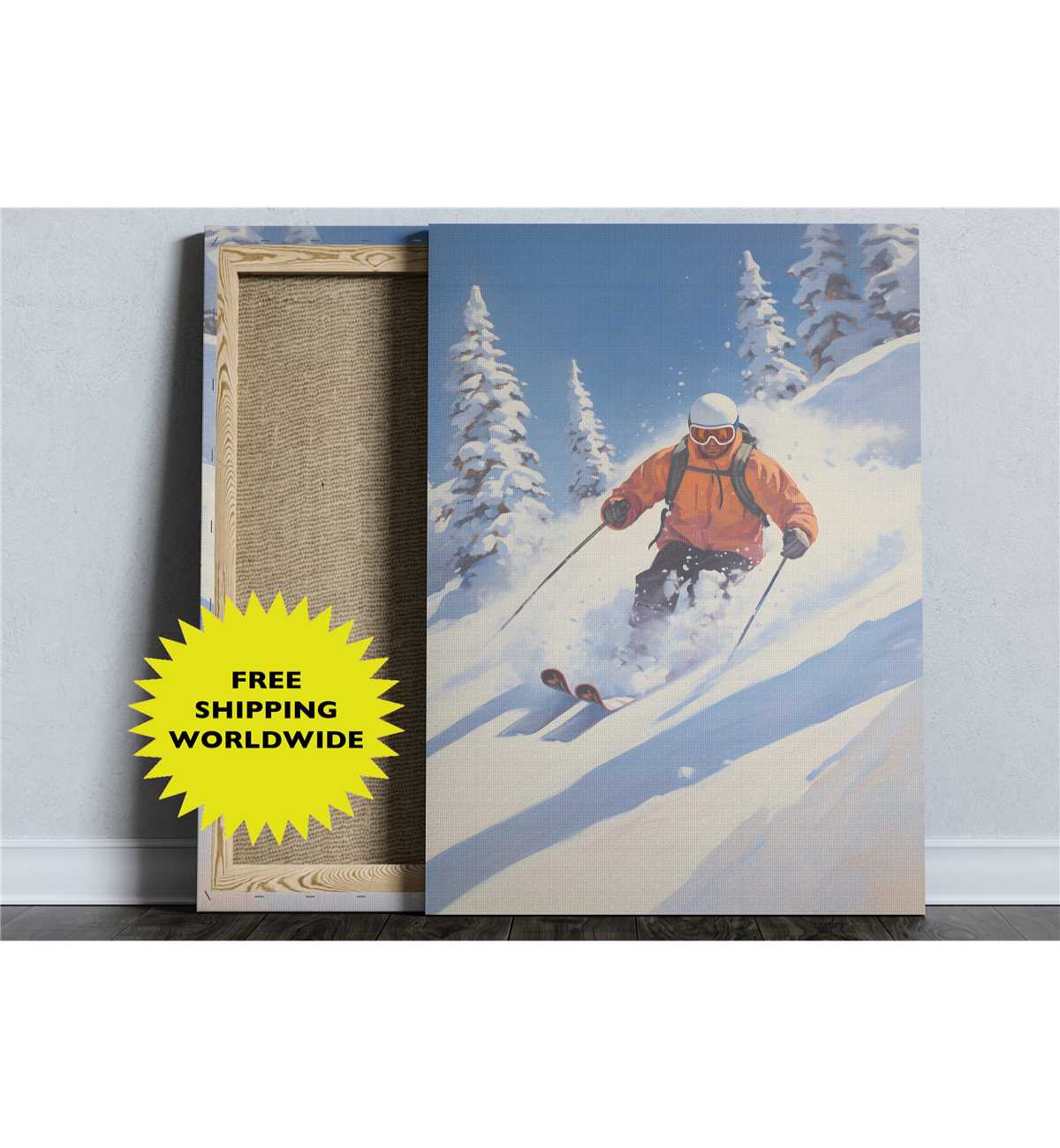 Ski art, Ski poster, Mountain Wall art, Home | Inspire Uplift