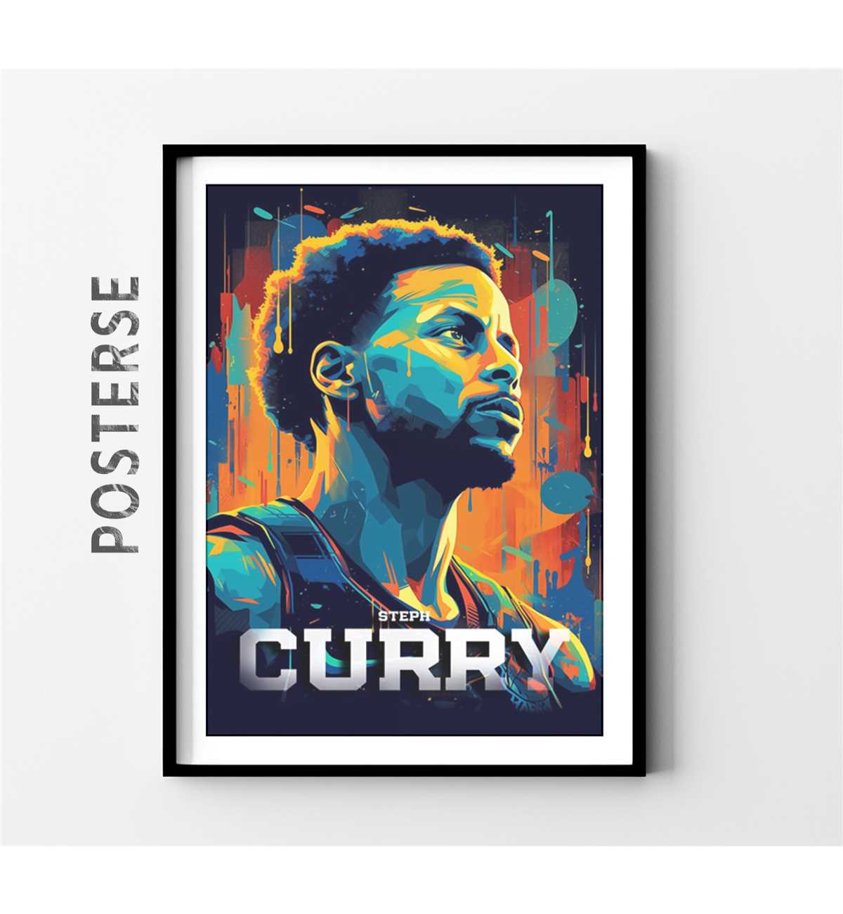 Steph Curry Poster Golden State Warriors, Basketball Wall | Inspire Uplift
