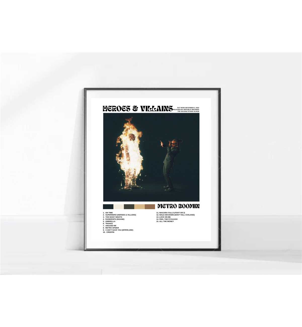 Metro Boomin poster Art |Heroes and villains Album - Inspire Uplift