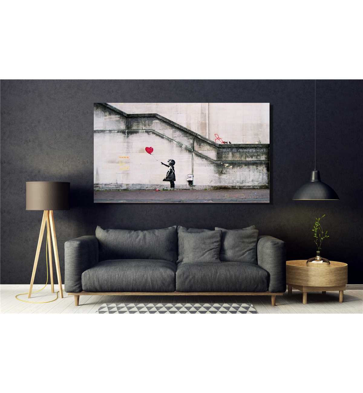 Banksy Girl With Heart Baloon Canvas Wall Art/Banksy - Inspire Uplift