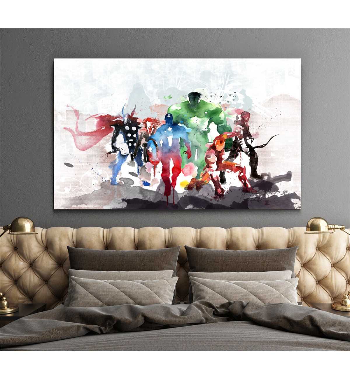 Avengers Watercolor Canvas Wall Art,Avengers Poster,Extra La | Inspire ...