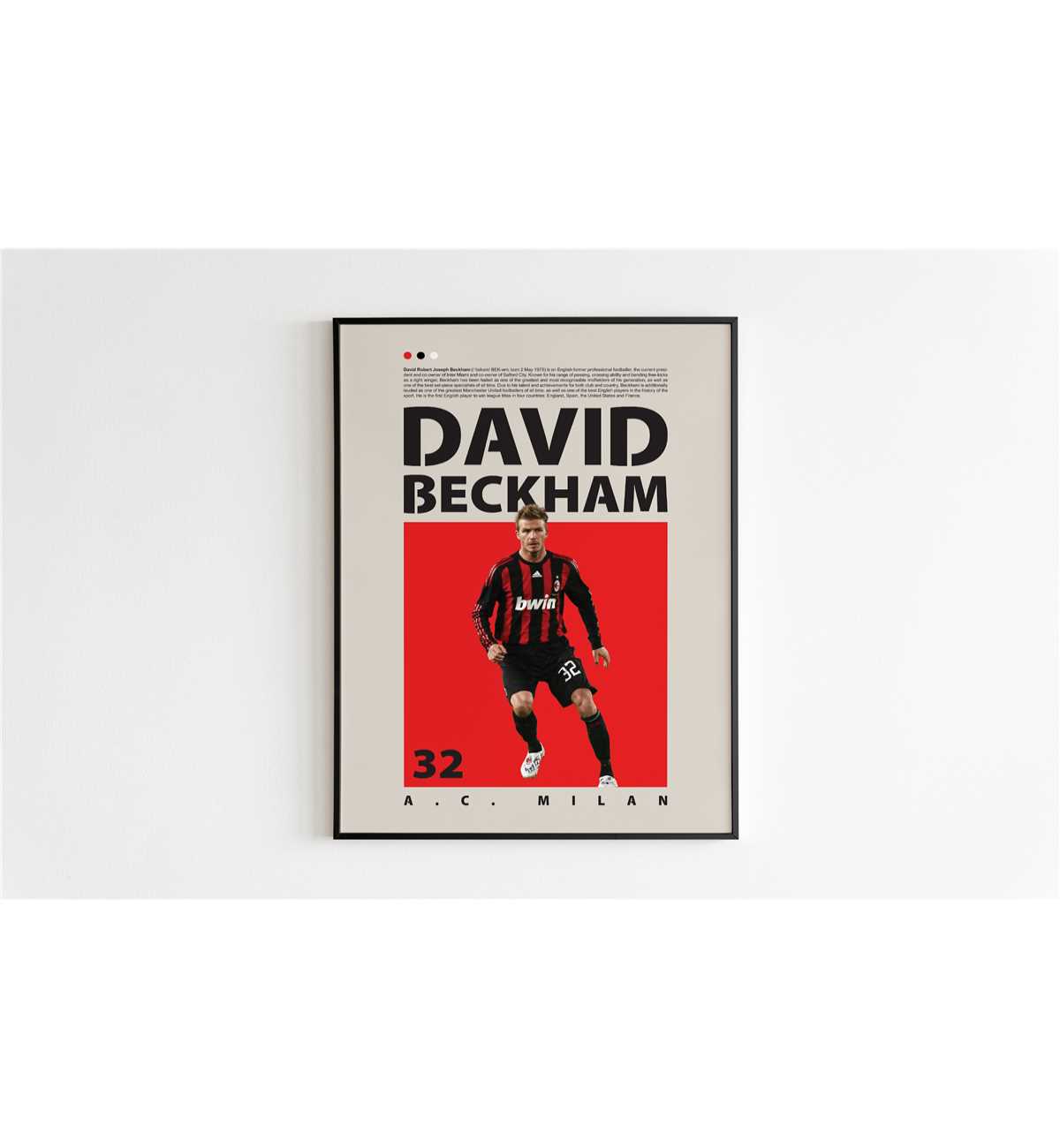 David Beckham Poster, AC Milan Poster Minimalist, David | Inspire Uplift