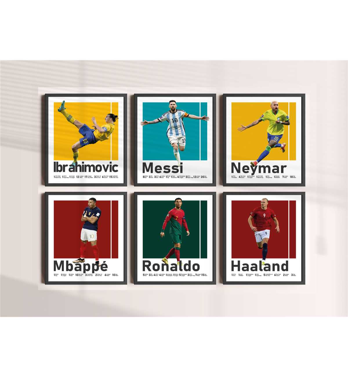 Printable 6 Best Footballers Poster Bundle, Messi Ronaldo - Inspire Uplift