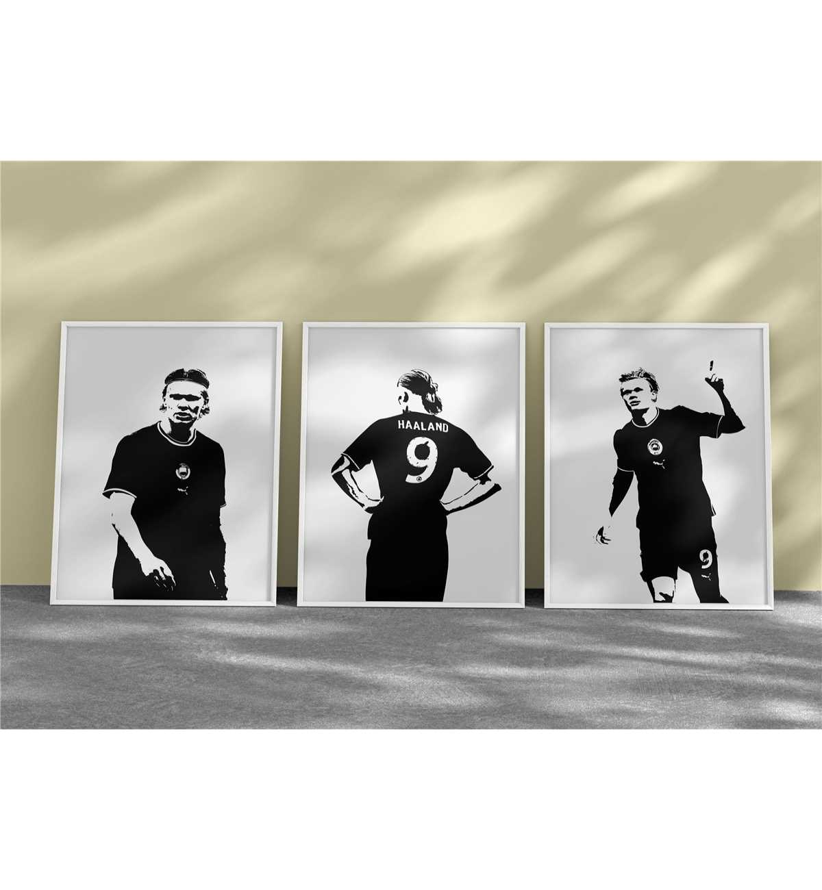 Printable Erling Haaland Black and White Posters, Set | Inspire Uplift