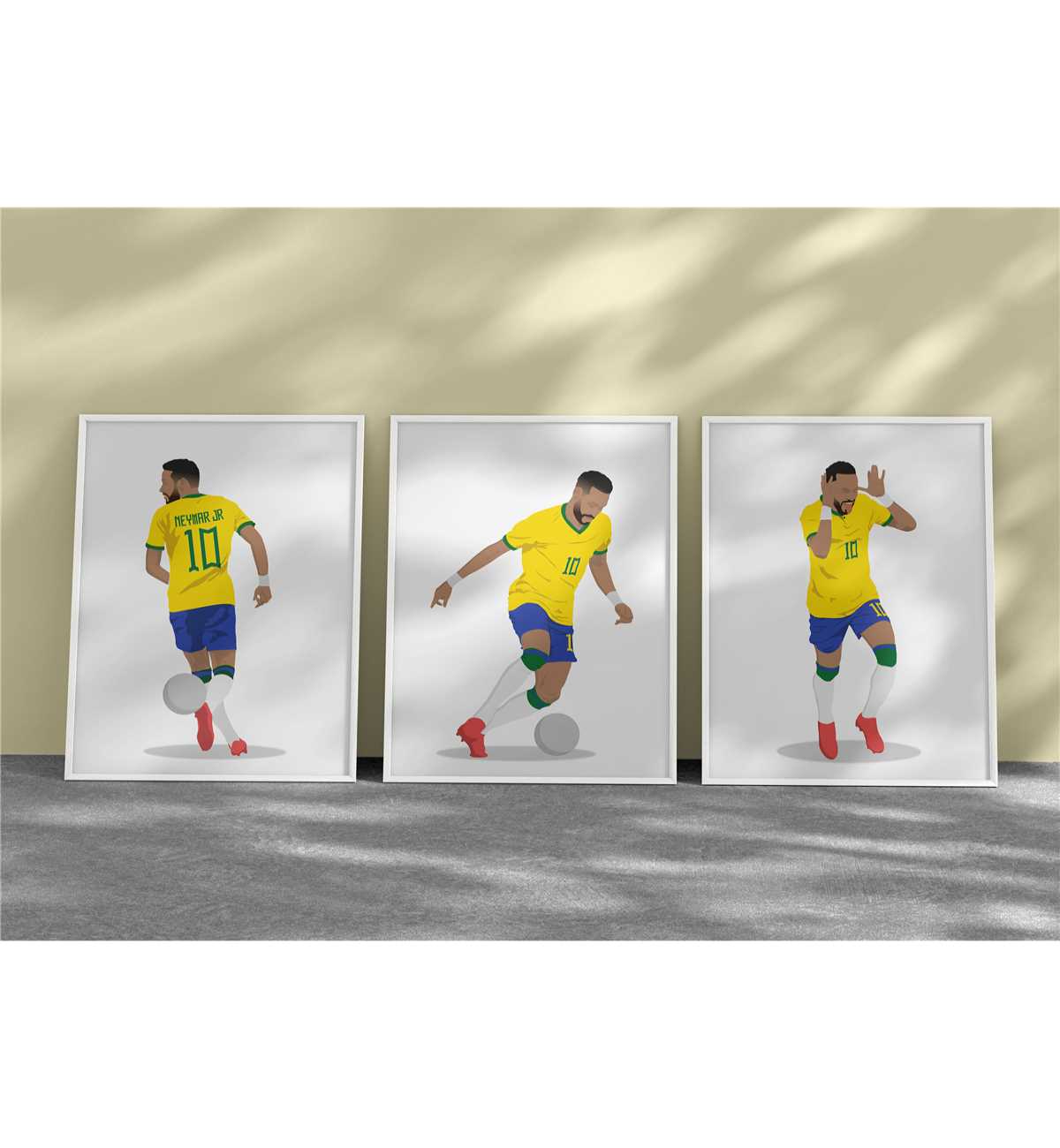 Digital Neymar JR Brazil Handdrawing Wall Arts, Set | Inspire Uplift