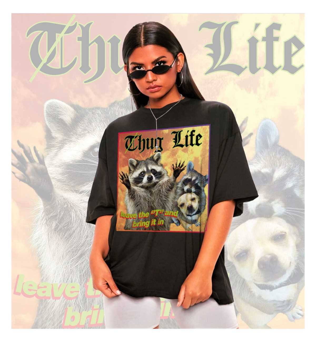 THUG LIFE Hug Life Meme Shirt -Raccoon Tanuki,Opossums - Inspire Uplift