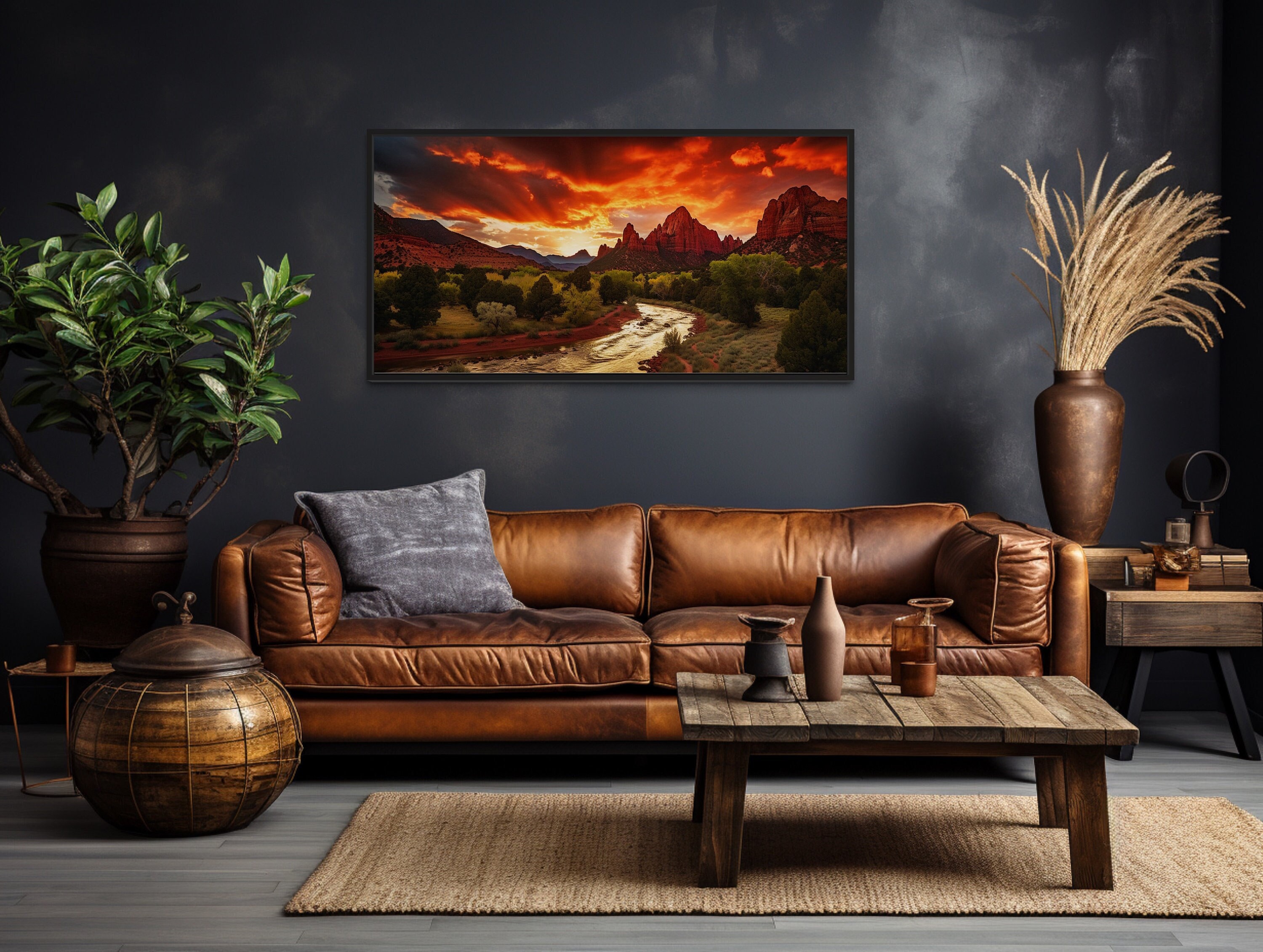 Zion National Park Sunset Photo Style Canvas Print, Utah Lan | Inspire ...