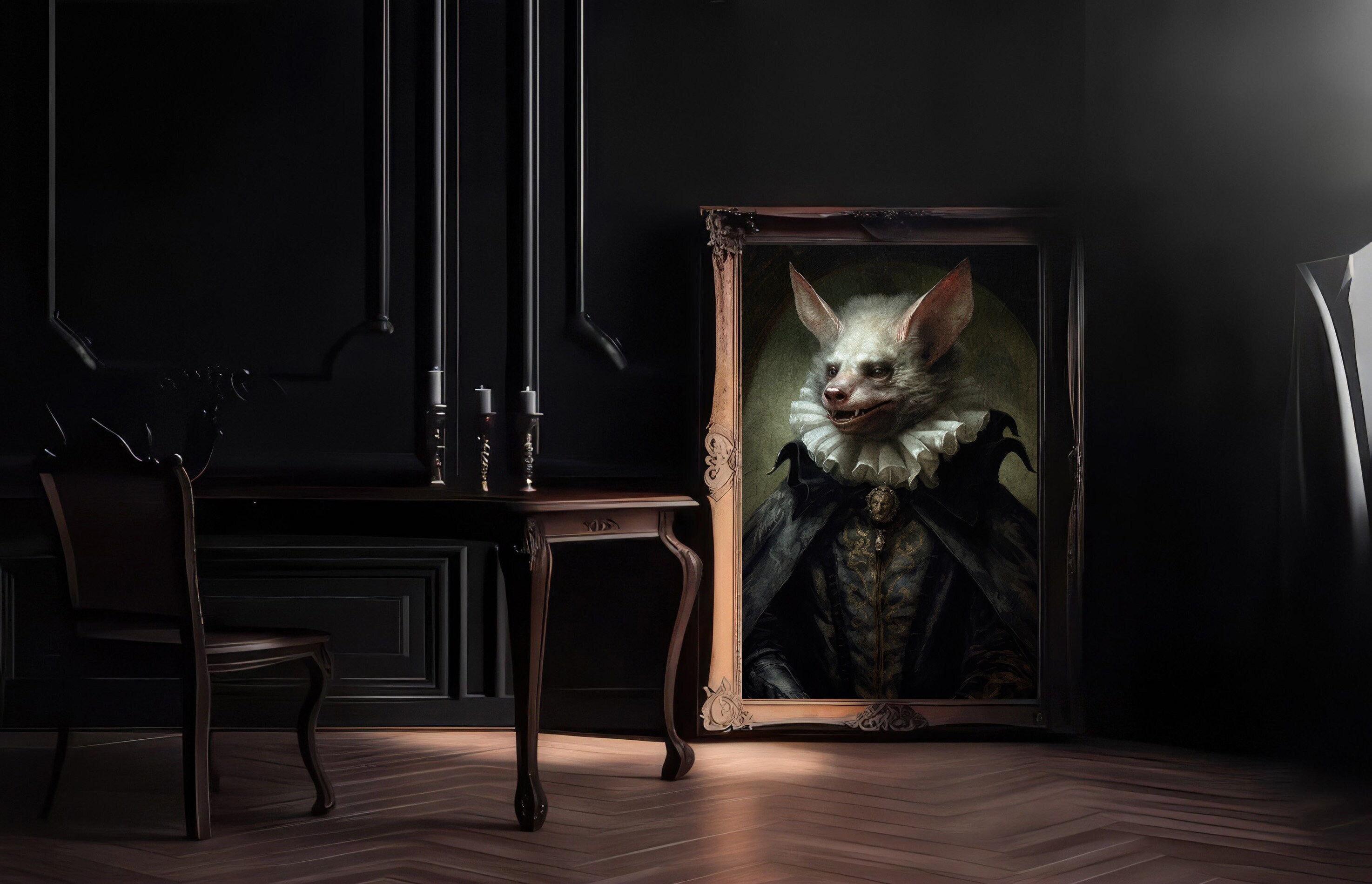 Gothic Bat and Dark Academia Victorian Vampire Art Print for - Inspire ...