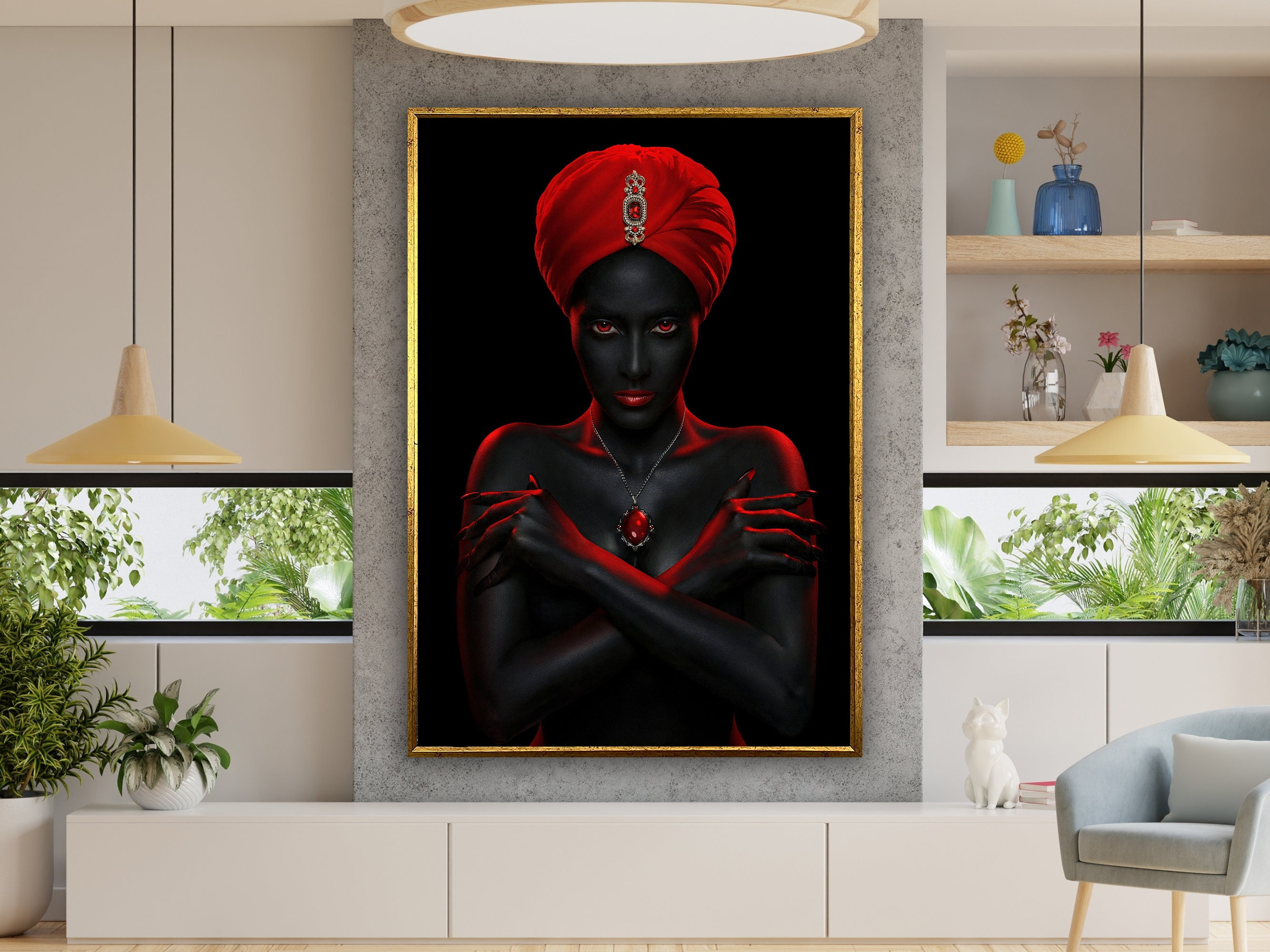 african woman canvas painting, black woman canvas print, eth | Inspire Uplift