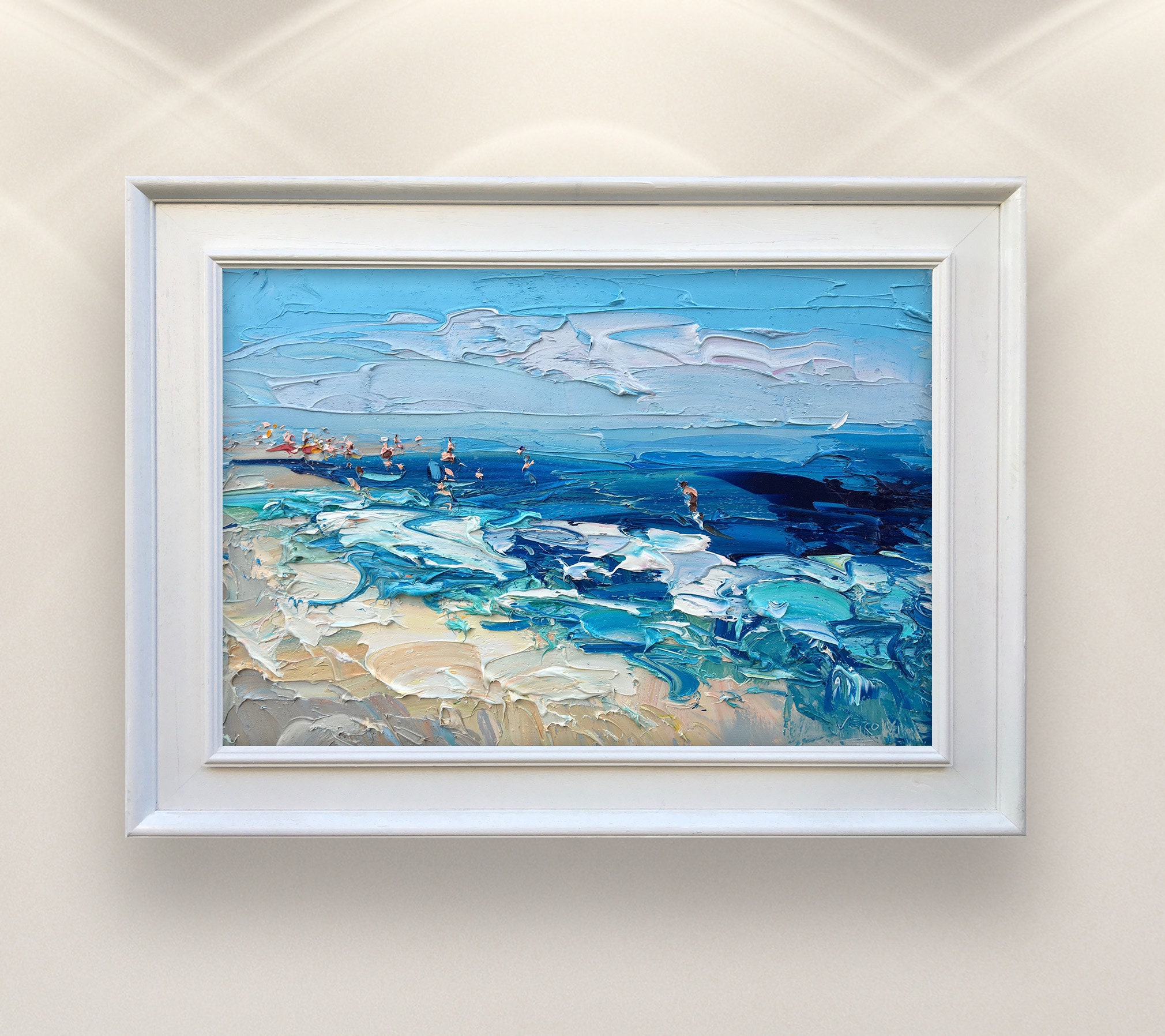 Abstract Beach Painting, Original Painting, Beach Scene Peop | Inspire ...