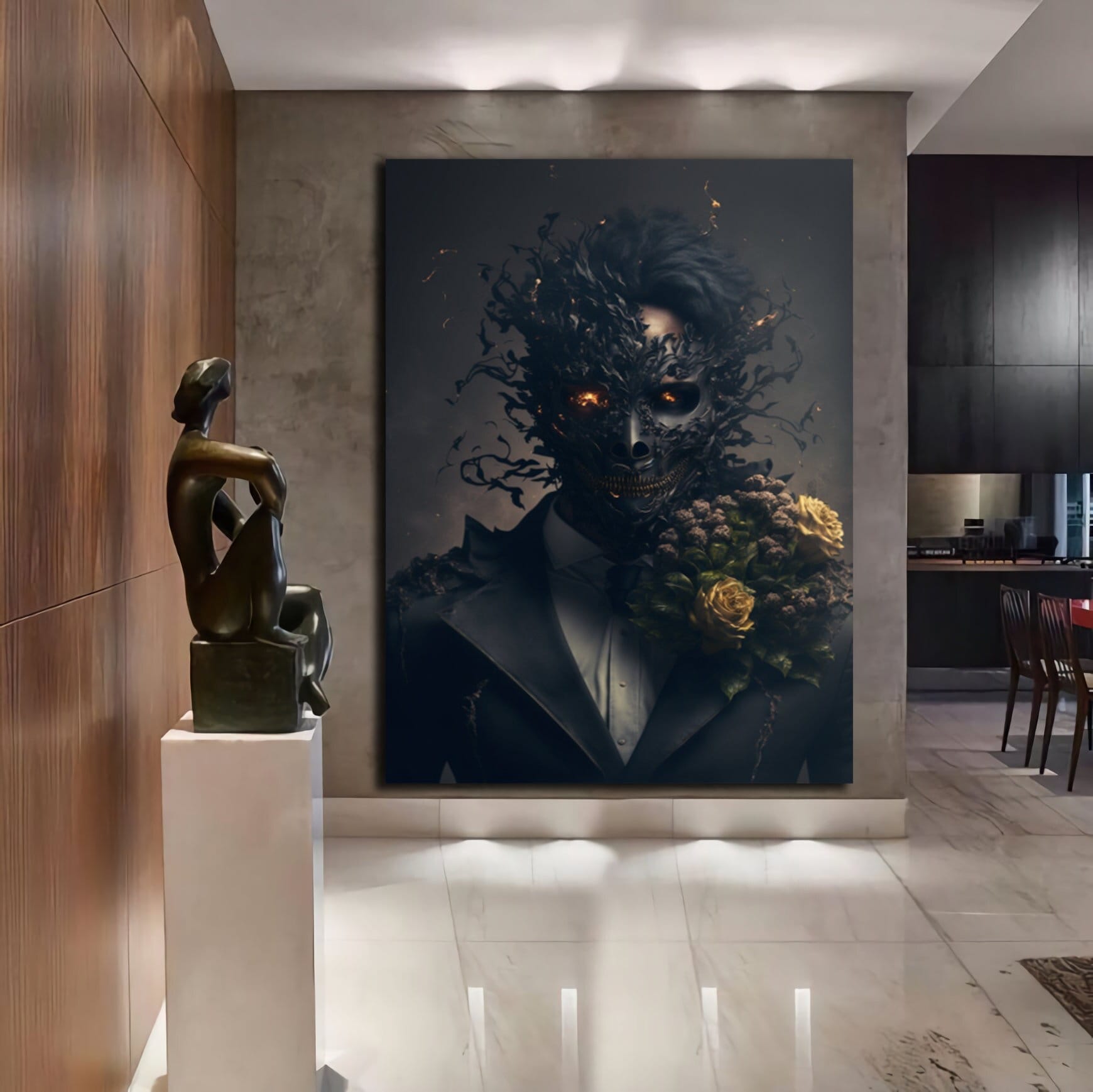 Devil Wall Decor, Devil in Suit and Flower Canvas Wall Art, | Inspire ...