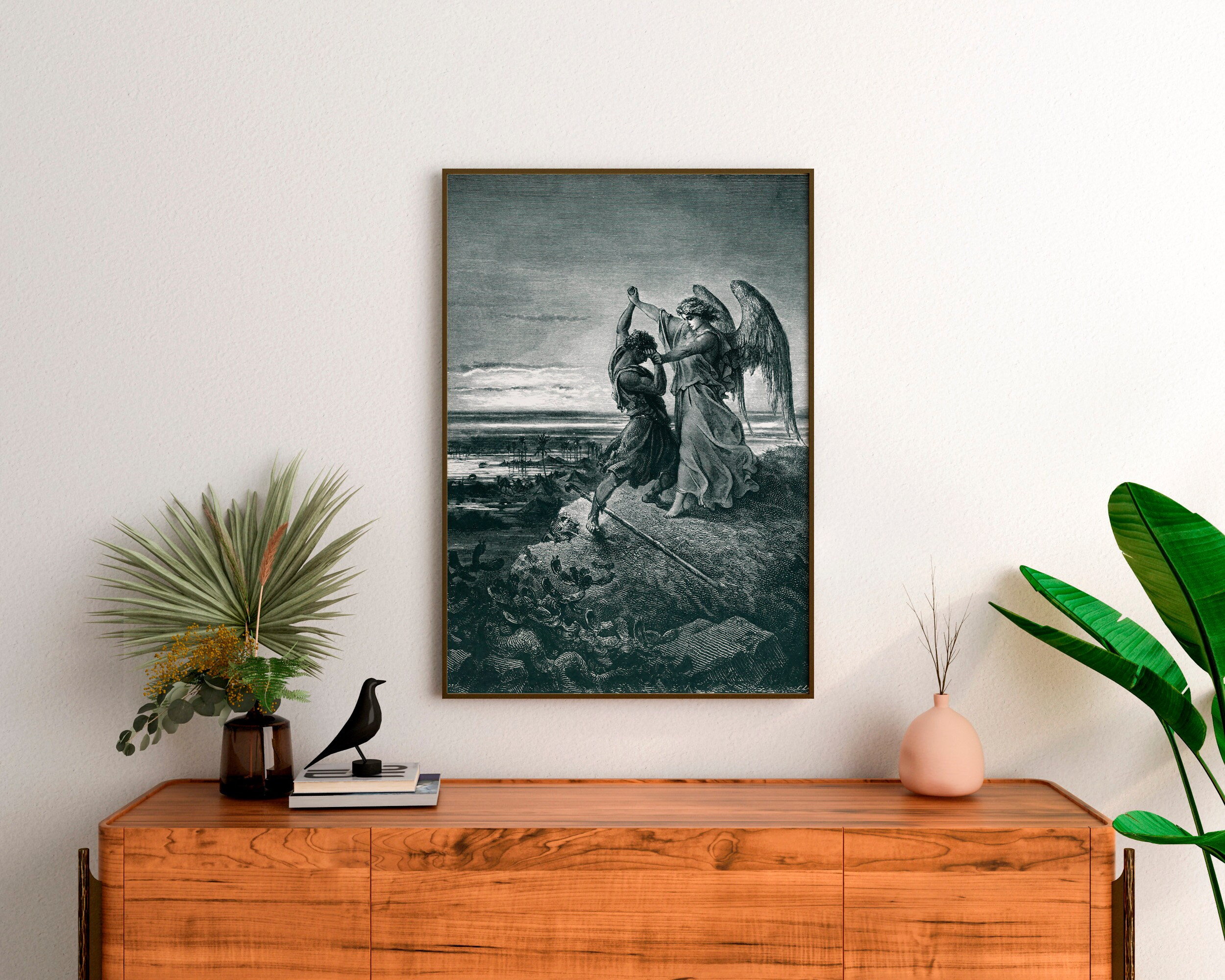 Gustave Dore - Jacob Wrestling with the Angel Print on canva - Inspire ...