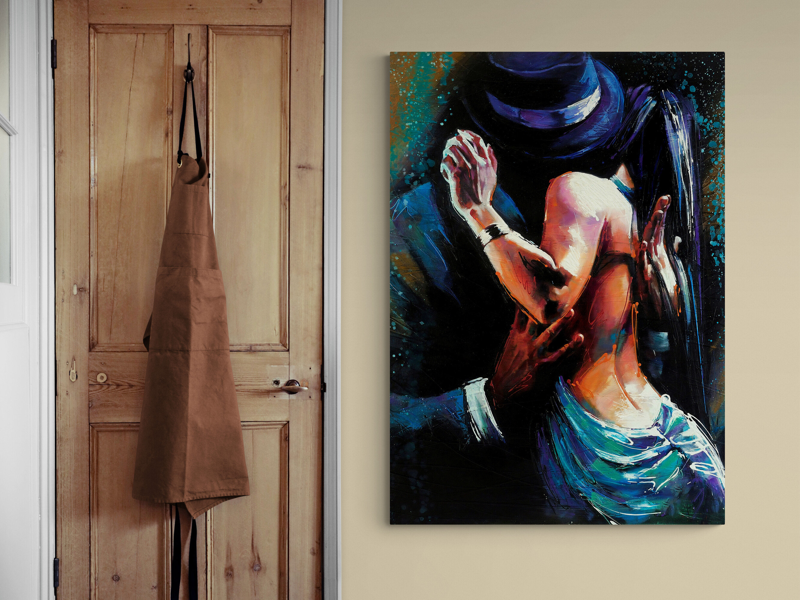 WILD TANGO Figurative Laminated Oil Paint Effect Art P - Inspire Uplift