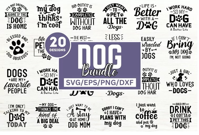 Dog SVG,EPS,PNG,DXF bundles.20 designs | Inspire Uplift