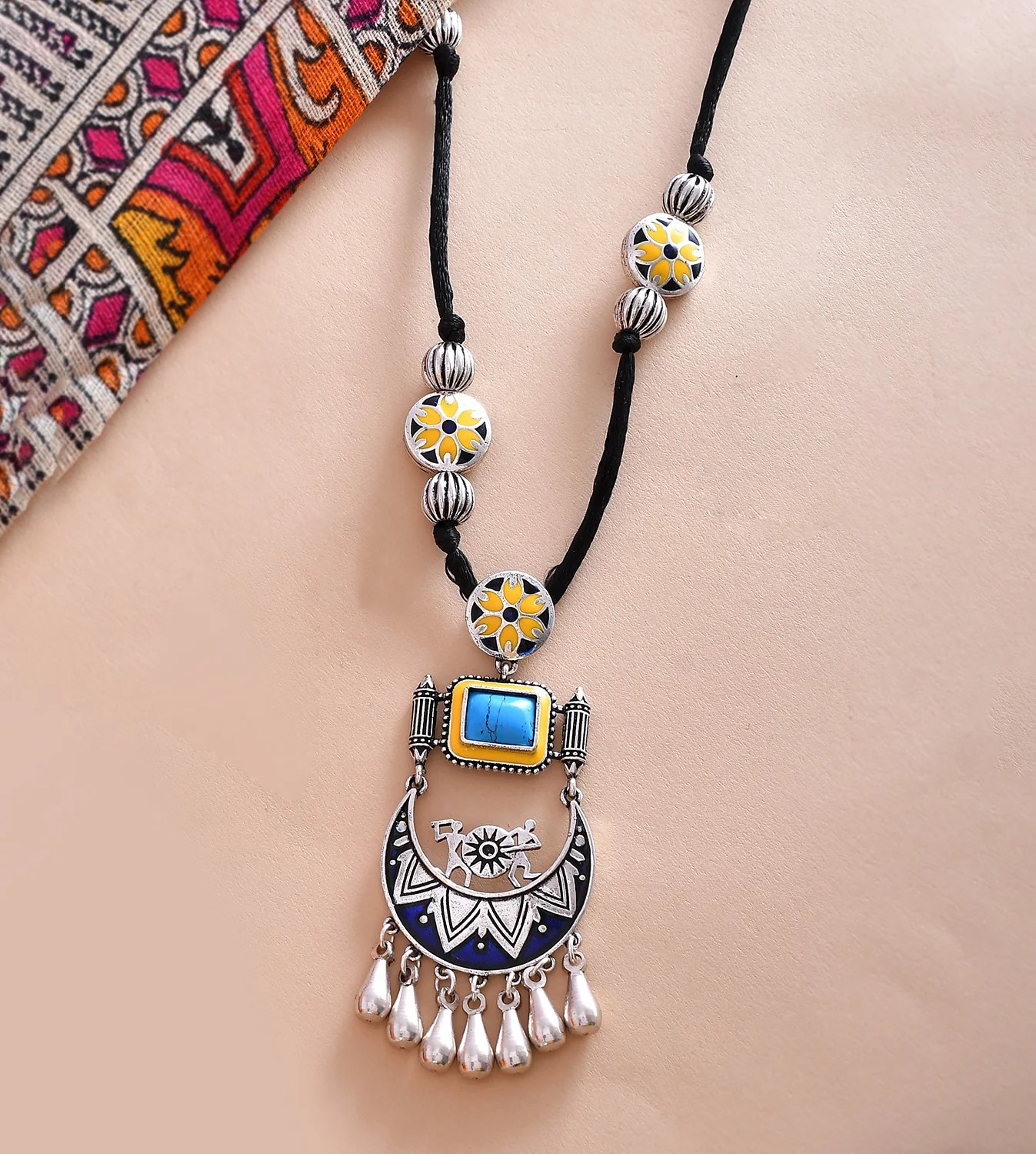 Multi Color Enamel Fashion Long Rani Haar Necklace Silver Br | Inspire ...