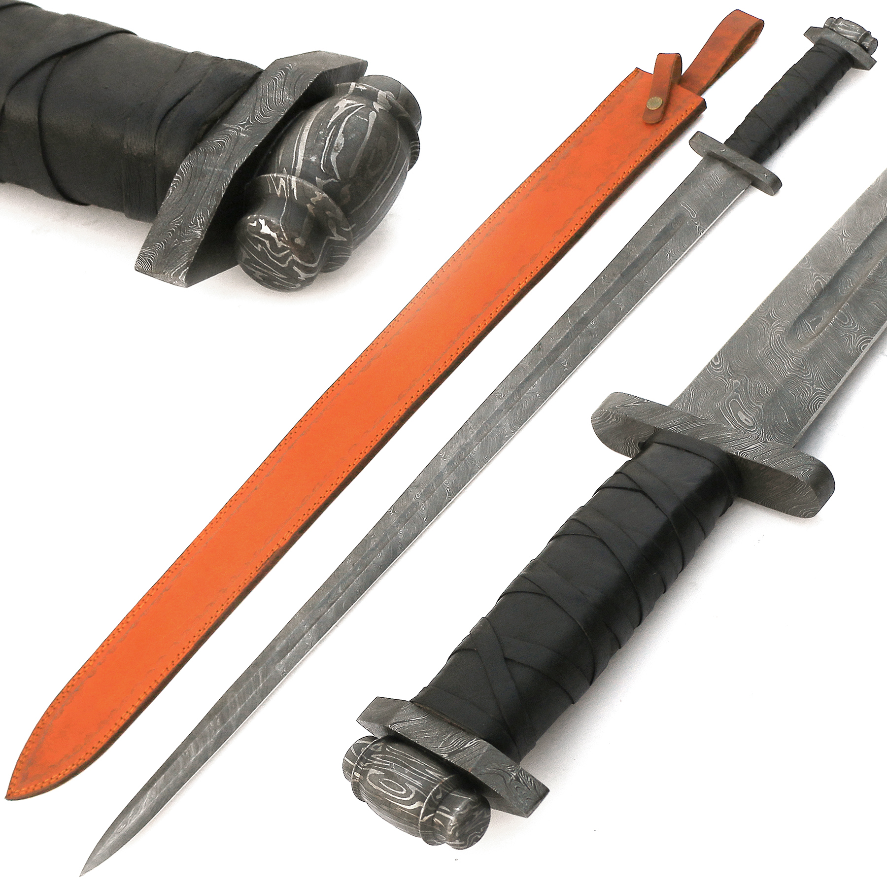 Handmade Viking Sword with leather Wrap Wooden Handle & Leat | Inspire ...