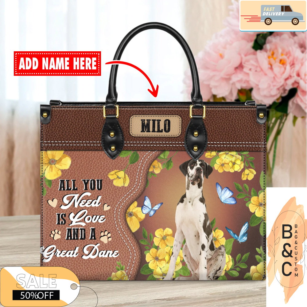 Great Dane Dog Leather Handbags For Women, Custom NamesCusto | Inspire ...