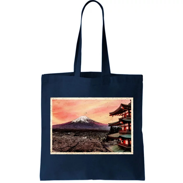 Vintage Japanese Mt. Fuji Pagoda and Cherry Blossoms Tote Ba | Inspire ...