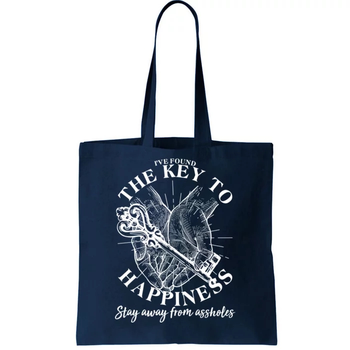 Funny Vintage The Key to Happiness Tote Bag | Inspire Uplift