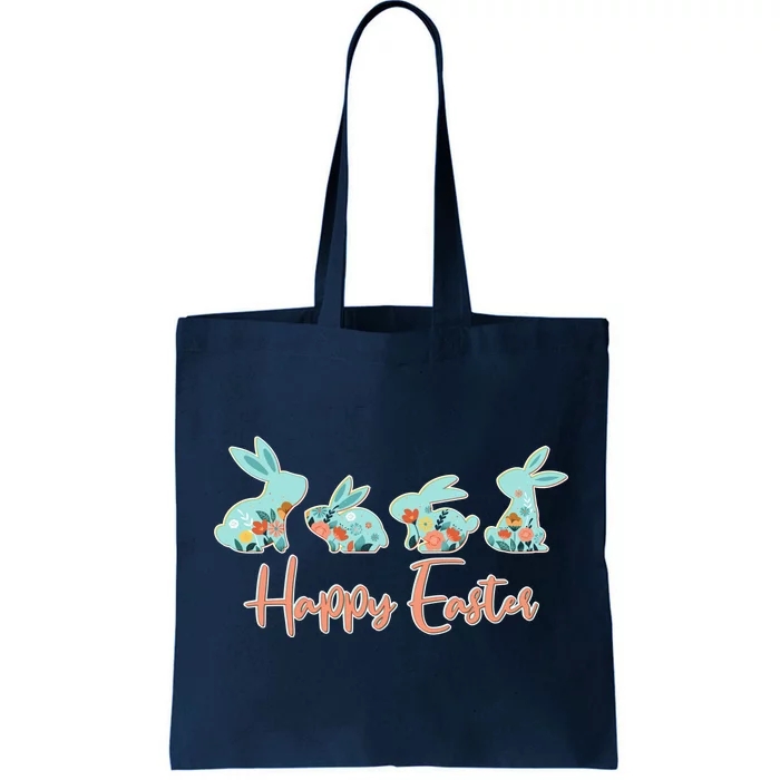 Happy Easter Flower Bunnies Tote Bag | Inspire Uplift
