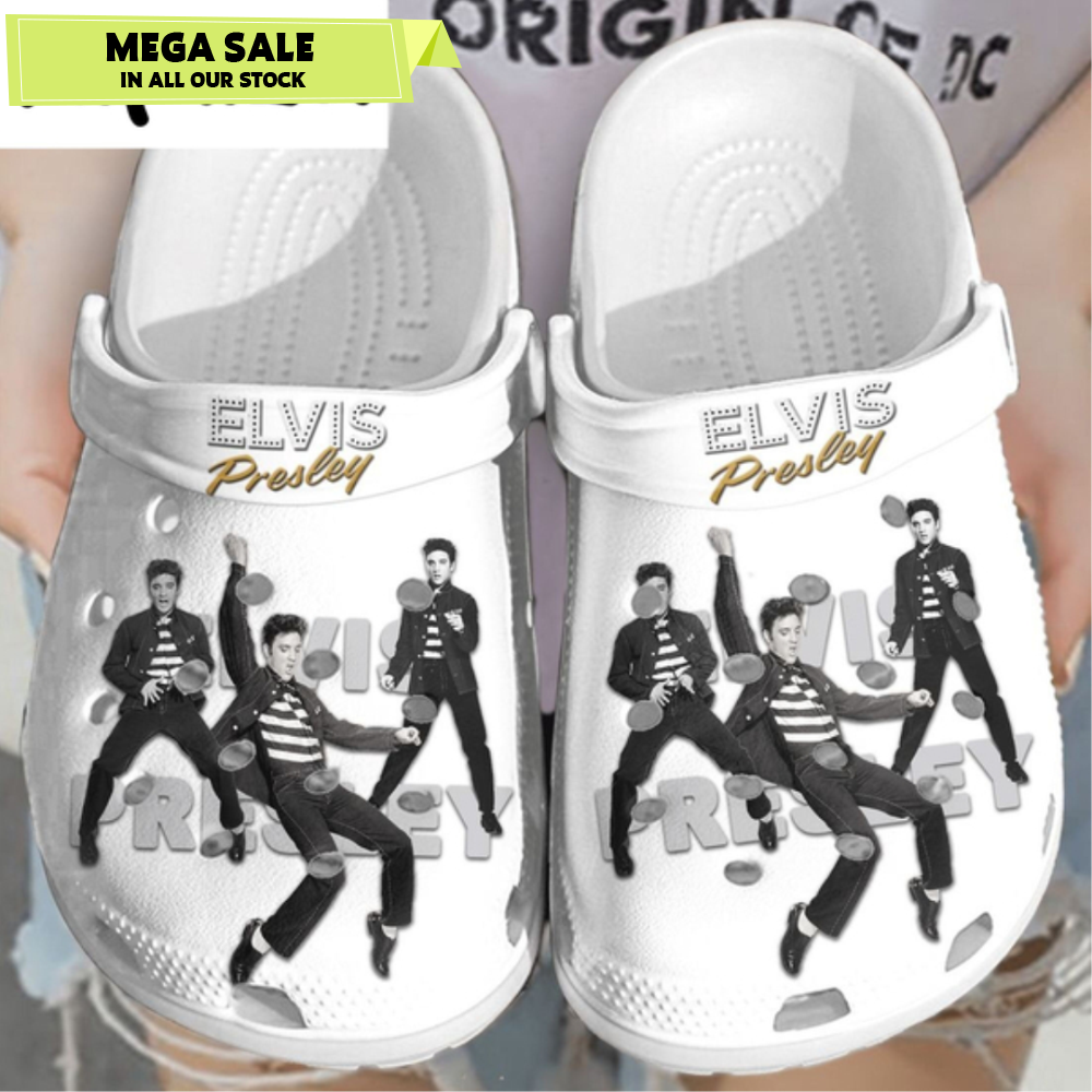 Dance King Of Rock And Roll Elvis Presley White Crocs | Inspire Uplift
