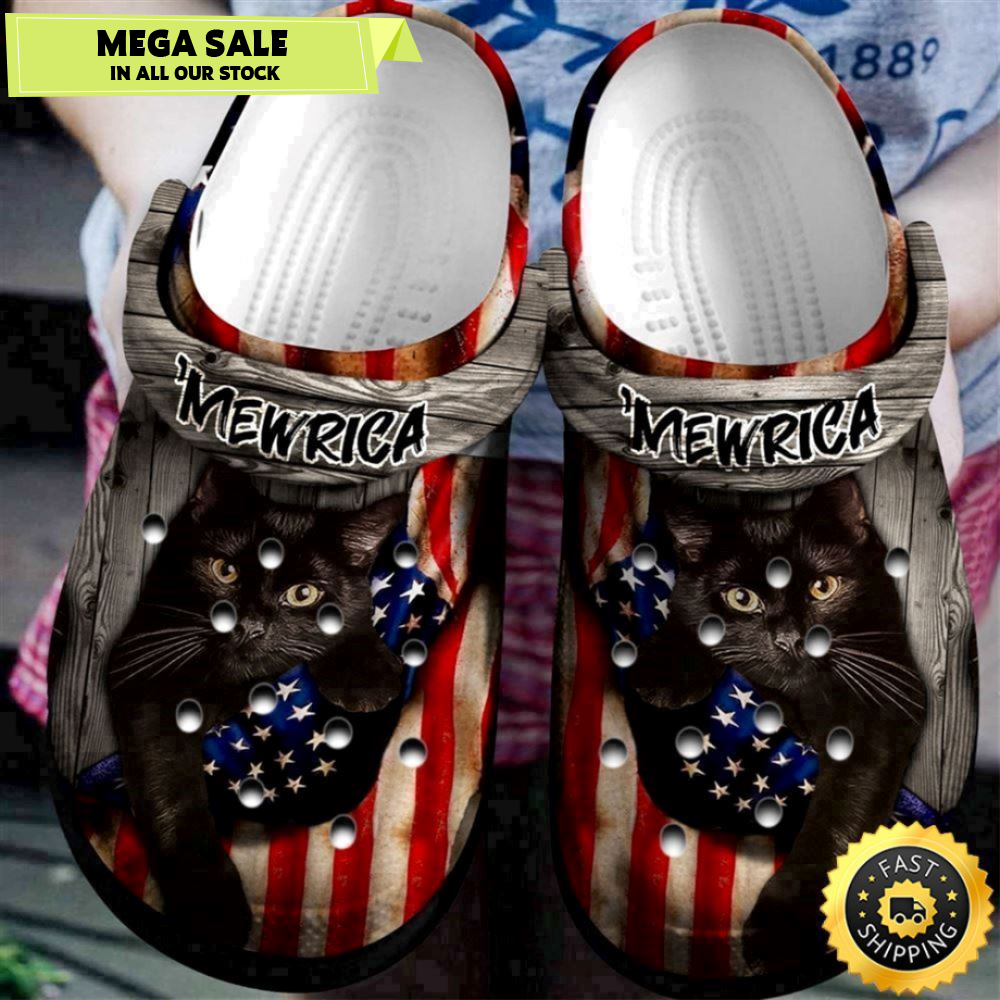Black Cat Of The Us Shoes Clogs 4Th Of July - Mewrica Outdoo | Inspire ...