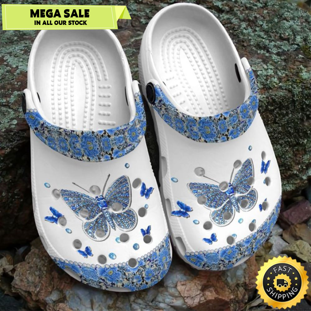 Blue Bling Butterfly Blue Flowers Croc Butterfly Lovers Daug | Inspire ...