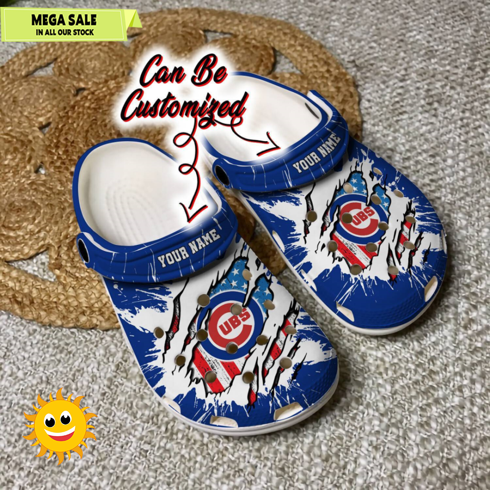 Cubs Crocs Personalized CCubs Baseball Ripped American Flag | Inspire ...