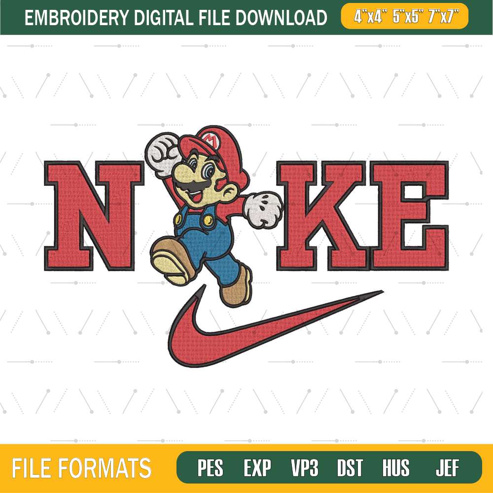 Nike Mario Embroidery Designs, Nike Disney Embroidery Design | Inspire ...