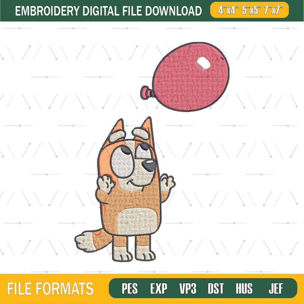 Bingo Heeler Balloon Embroidery, Bingo Heeler Cartoon Embroi - Inspire ...