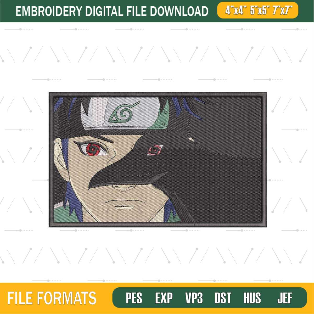 Shisui Uchiha and Crow Anime Embroidery Design png | Inspire Uplift