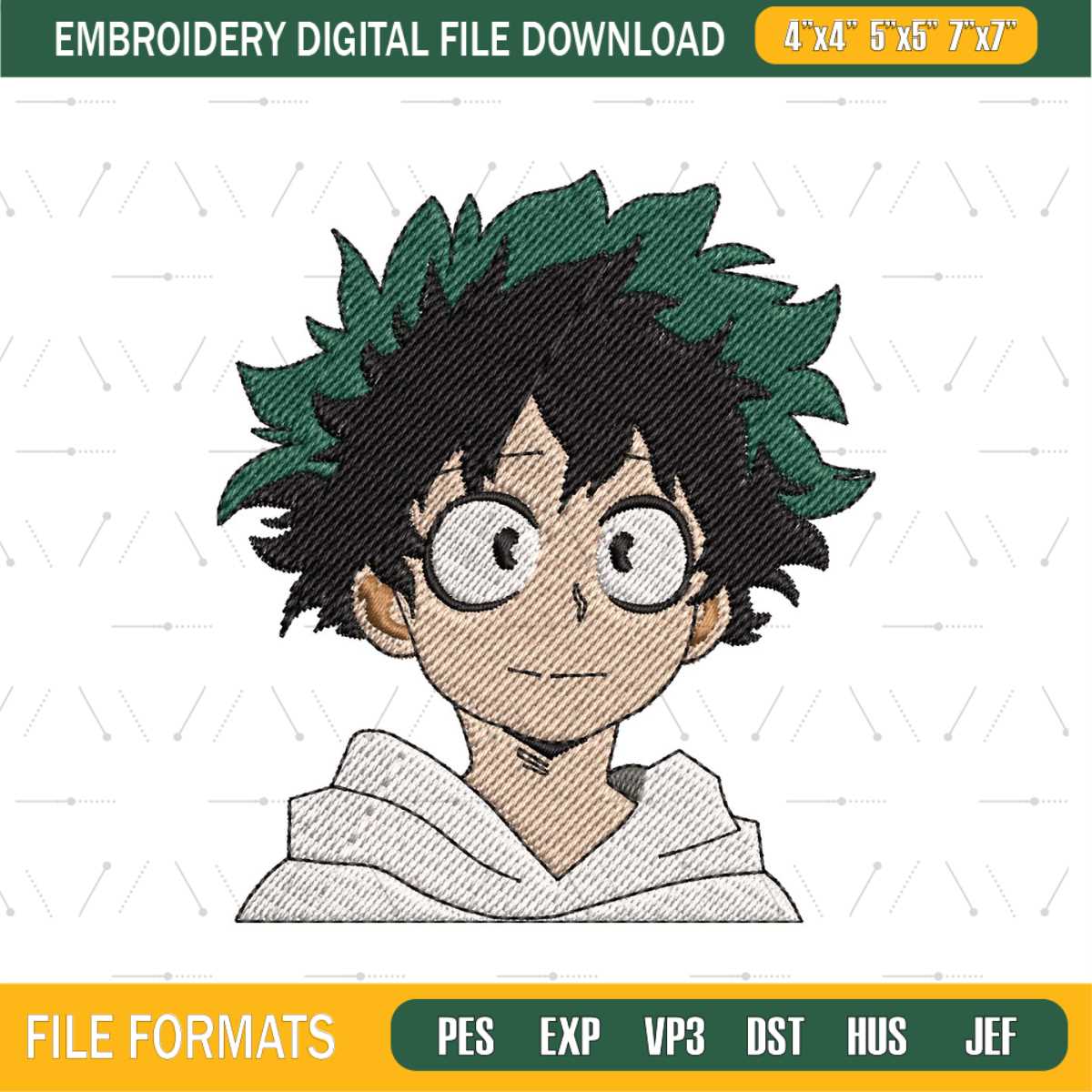 Midoriya Izuku Anime embroidery design png | Inspire Uplift