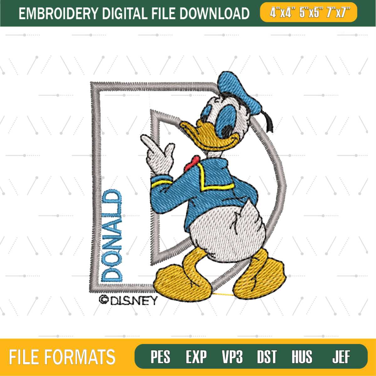Alphabet Badge Donald Duck Disney Embroidery | Inspire Uplift