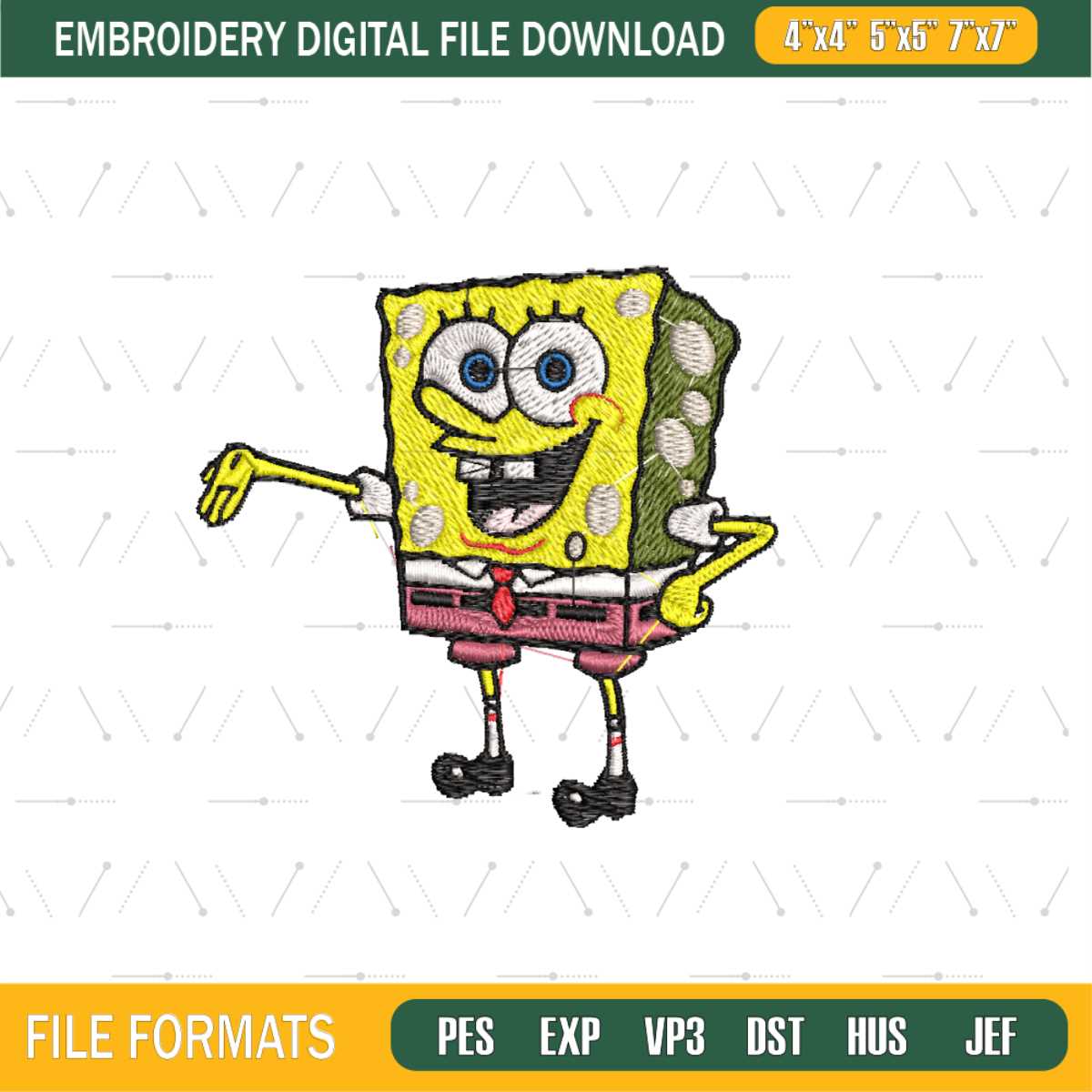Cartoon SpongeBob SquarePants Embroidery Png | Inspire Uplift