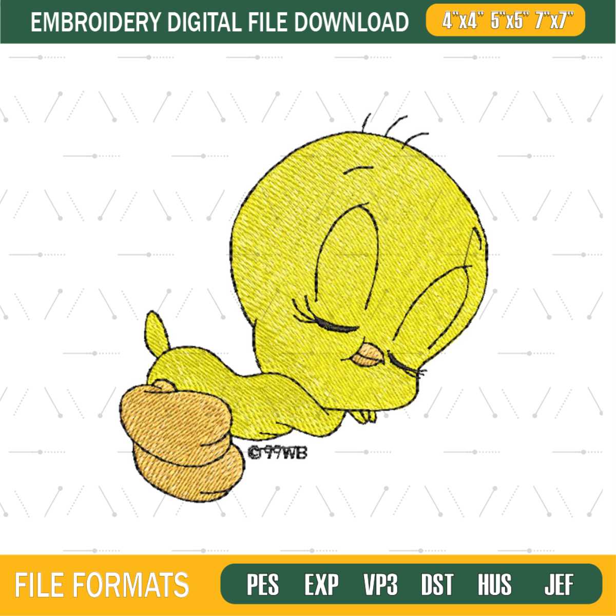 Sleeping Tweety Bird Embroidery Png | Inspire Uplift
