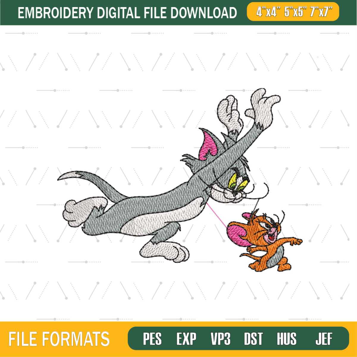 Tom Chasing Jerry Mouse Embroidery | Inspire Uplift