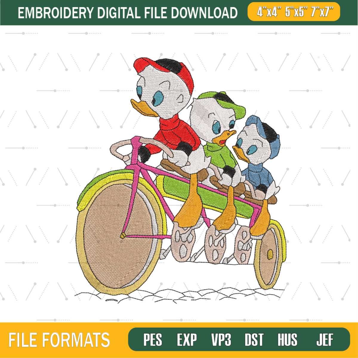 Huey Dewey and Louie Happy Trip Embroidery | Inspire Uplift