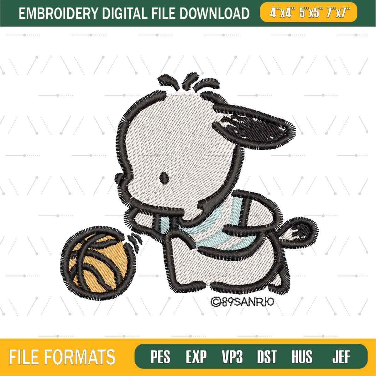Sanrio Pochacco Playing Basketball Embroidery png | Inspire Uplift