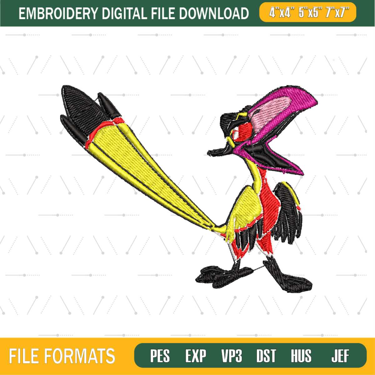 The Lion King Zazu Bird Embroidery | Inspire Uplift