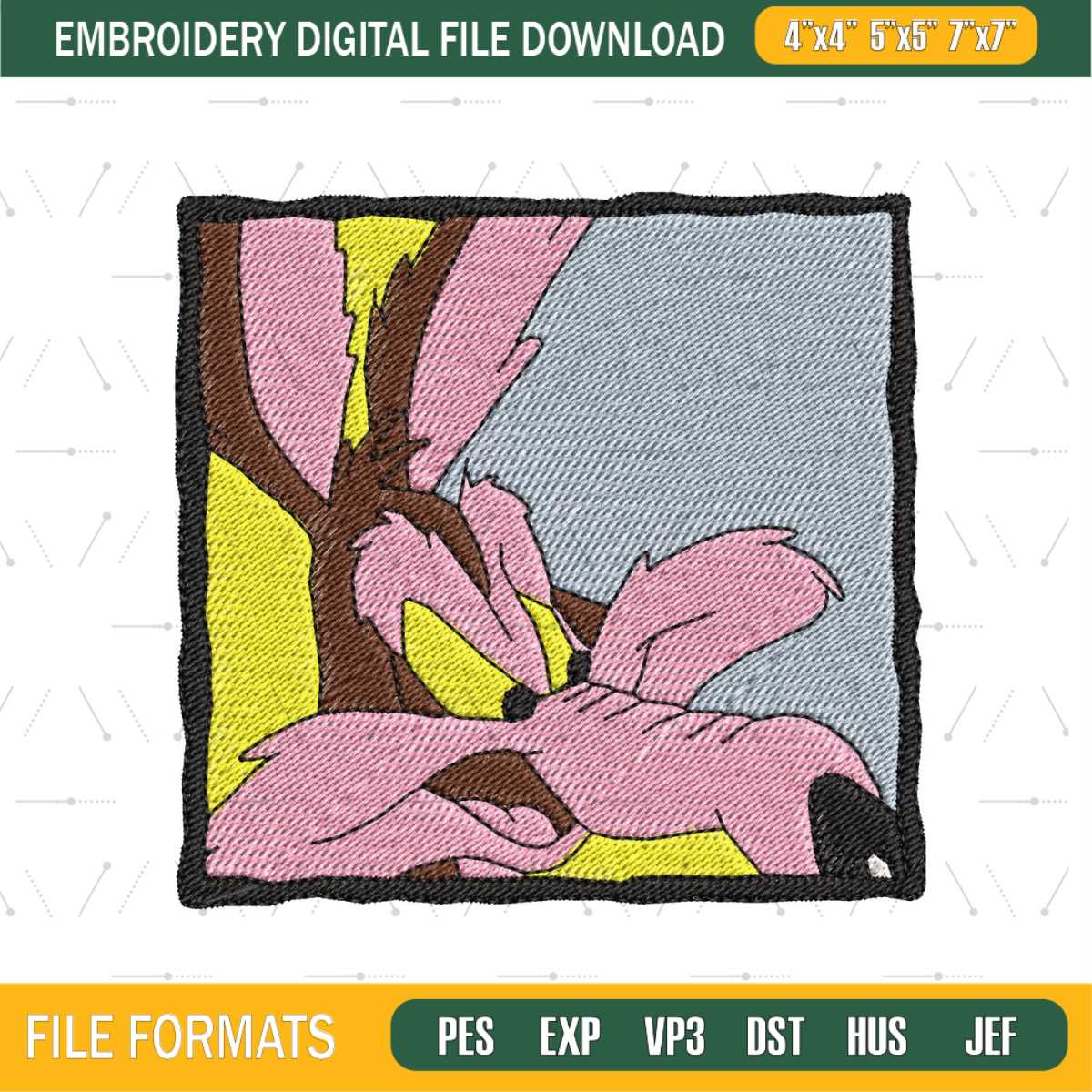 Wile E Coyote Smiling Face Embroidery | Inspire Uplift