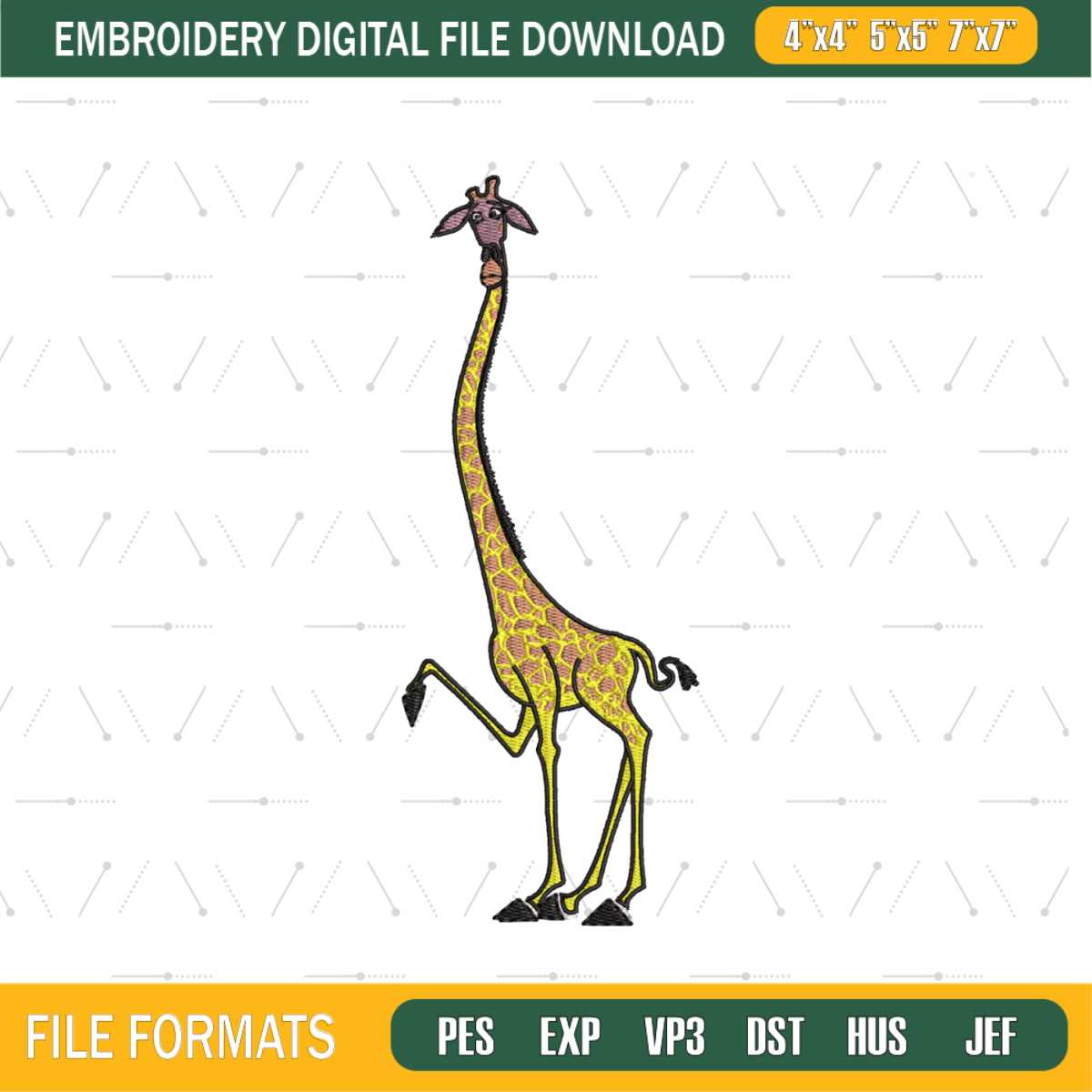 Madagascar Giraffe Melman Embroidery | Inspire Uplift