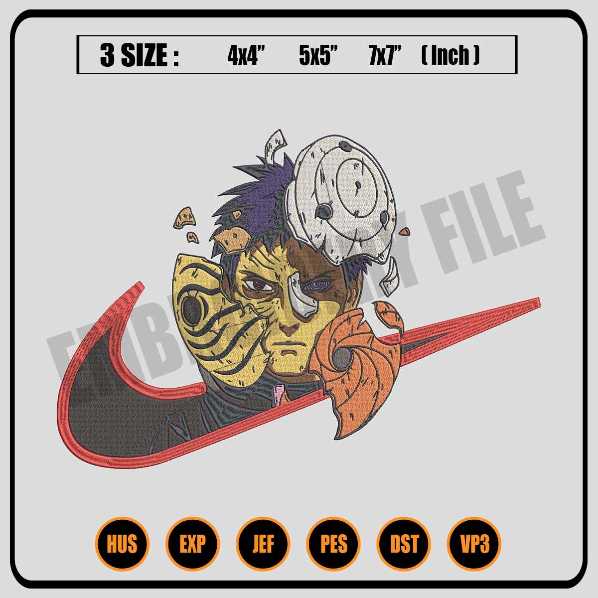 Uchiha Obito Embroidery Design File Naruto Anime Embroidery | Inspire ...